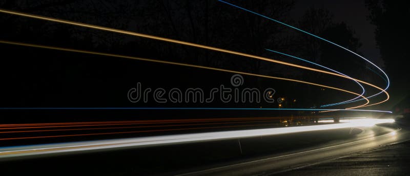 Abstract Red Car Lights at Night. Long Exposure Stock Photo - Image of ...