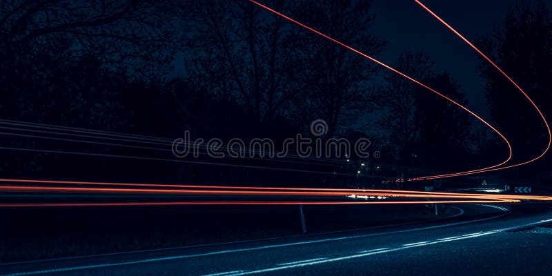 Abstract Red Car Lights at Night. Long Exposure Stock Image - Image of ...