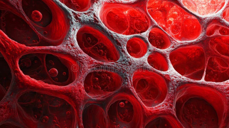 Abstract Red Cellular Structure Blood Vessels Network Stock ...