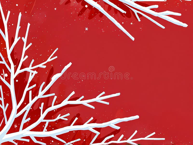 Abstract Red Christmas Poster Illustration Snowy Branches of Christmas ...
