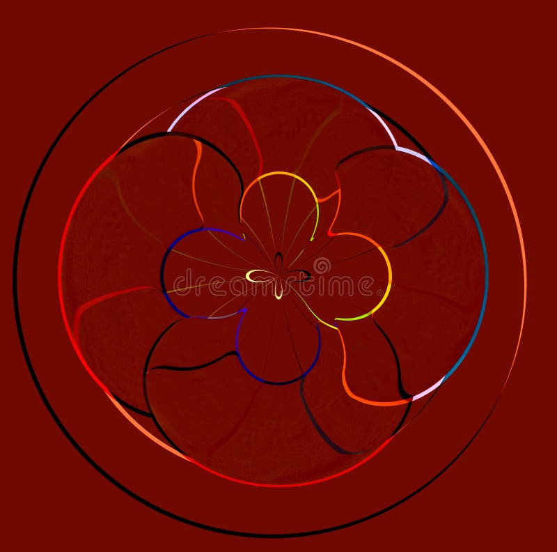 Abstract Red Circle with Flower Motif on a Red Background Stock ...
