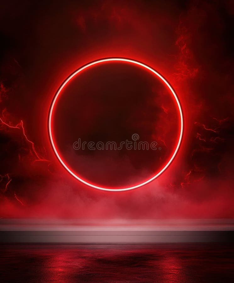 Abstract Red Circle Reflection Stage Stock Illustration - Illustration ...