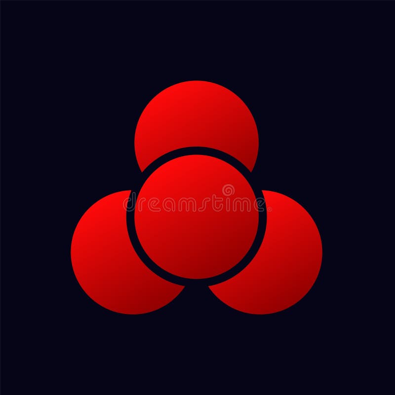Abstract Red Circles Forming Triangular Shape with Central Sphere ...