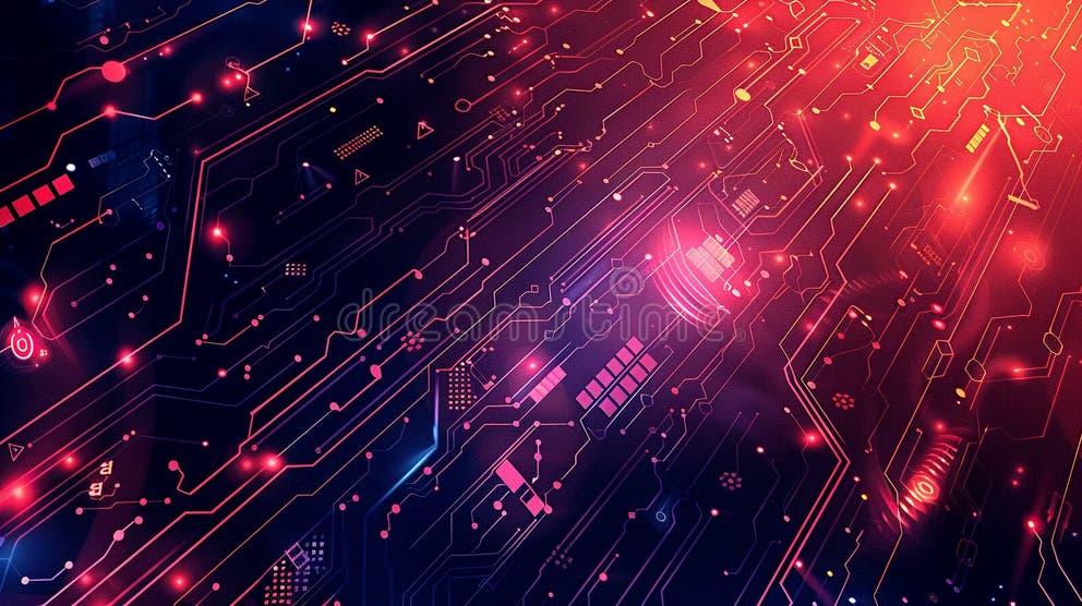 Abstract Red Circuit Board Pattern Stock Illustration - Illustration of ...