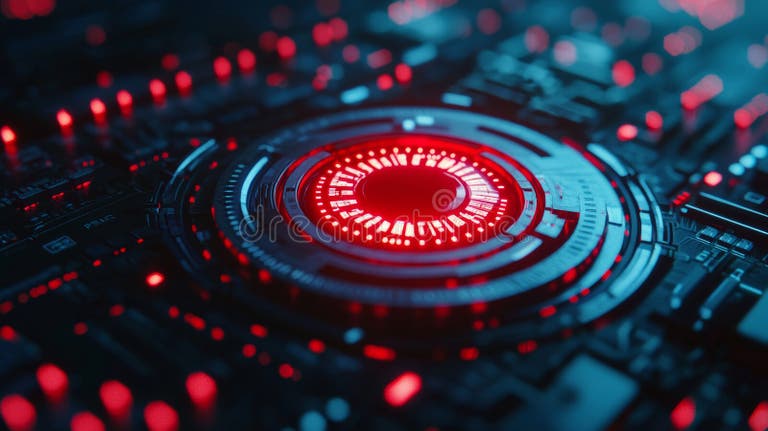 Abstract Red Circuit Design with Futuristic Patterns Stock Illustration ...