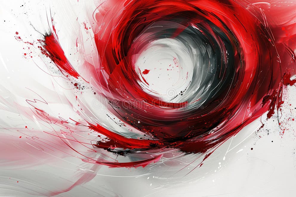 Abstract Red Circular Design with Splashes. Generative AI. Stock ...