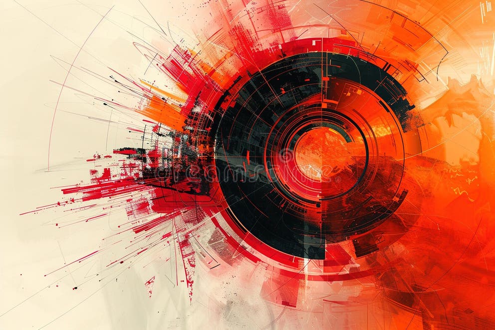 Abstract Red Circular Design with Splashes. Generative AI. Stock ...