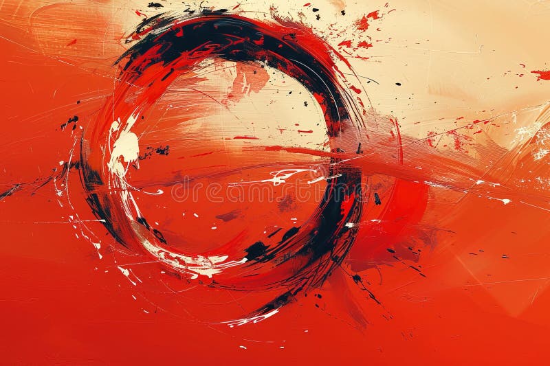 Abstract Red Circular Design with Splashes. Generative AI. Stock ...