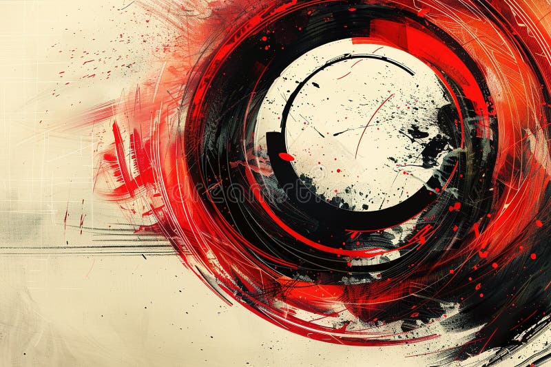 Abstract Red Circular Design with Splashes. Generative AI. Stock ...