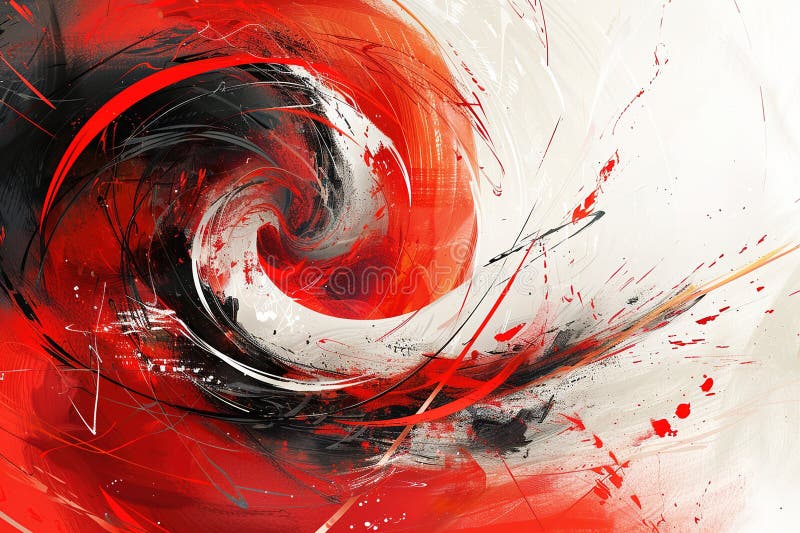 Abstract Red Circular Design with Splashes. Generative AI. Stock ...