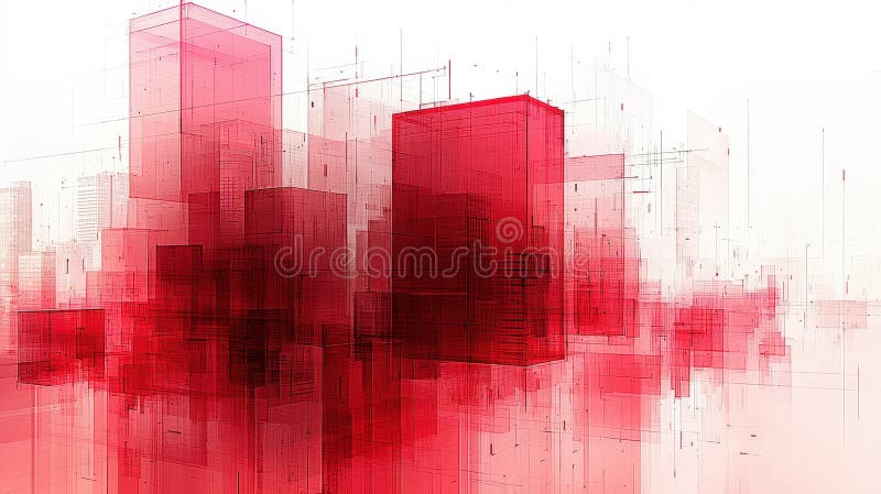 Abstract Red Cityscape Design with Geometric Shapes and Lines for ...