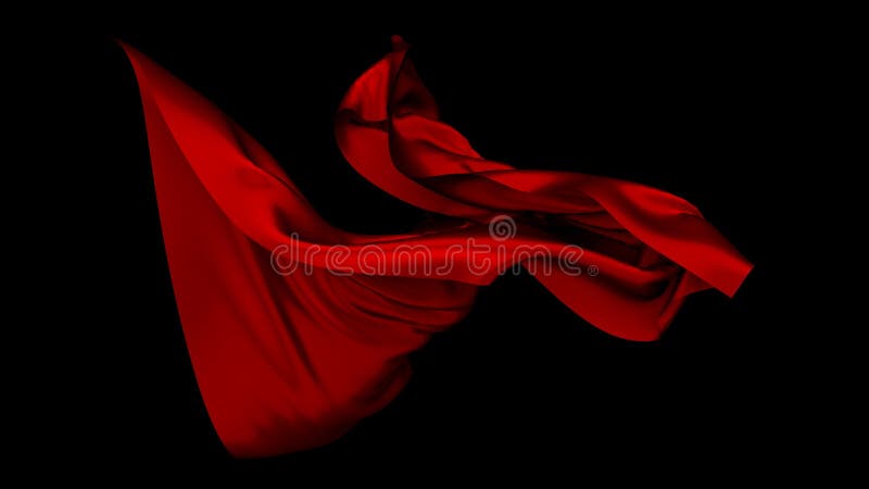 Abstract Red Cloth Falling. Satin Fabric Flying in the Wind Stock ...