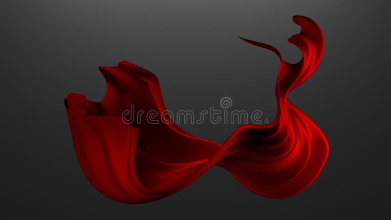 Abstract Red Cloth Falling. Satin Fabric Flying in the Wind Stock ...