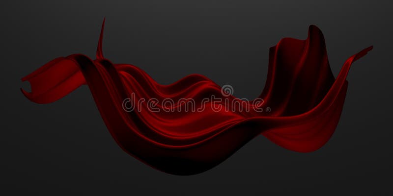 Abstract Red Cloth Falling. Satin Fabric Flying in the Wind Stock ...