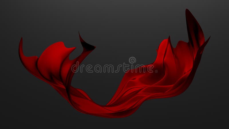 Abstract Red Cloth Falling. Satin Fabric Flying in the Wind Stock ...