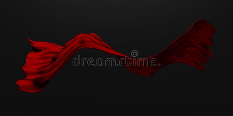 Abstract Red Cloth Falling. Satin Fabric Flying in the Wind Stock ...