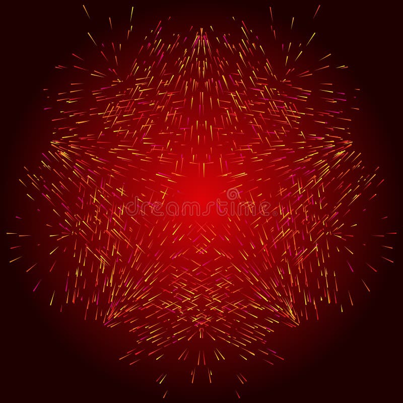 Abstract Red Color Background with Particles. 5 Corner Star on a Dark ...