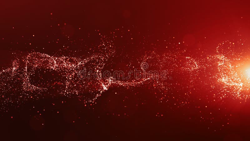 Abstract Red Color Digital Particles Wave with Bokeh and Light ...