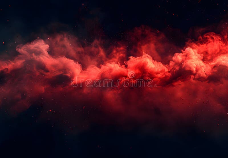 Abstract Red Powder Cloud on Black Background Stock Illustration ...