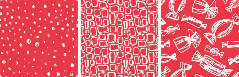 Abstract Red Color Seamless Pattern. Hand Drawn Vector Illustration ...