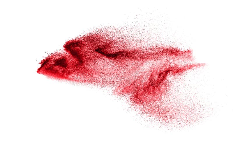 Abstract Red Colored Sand Splash on White Background Stock Photo ...