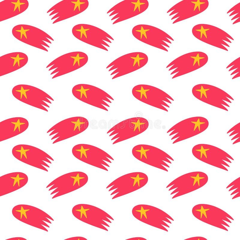 Abstract Red Comet Pattern with Yellow Stars Stock Vector ...