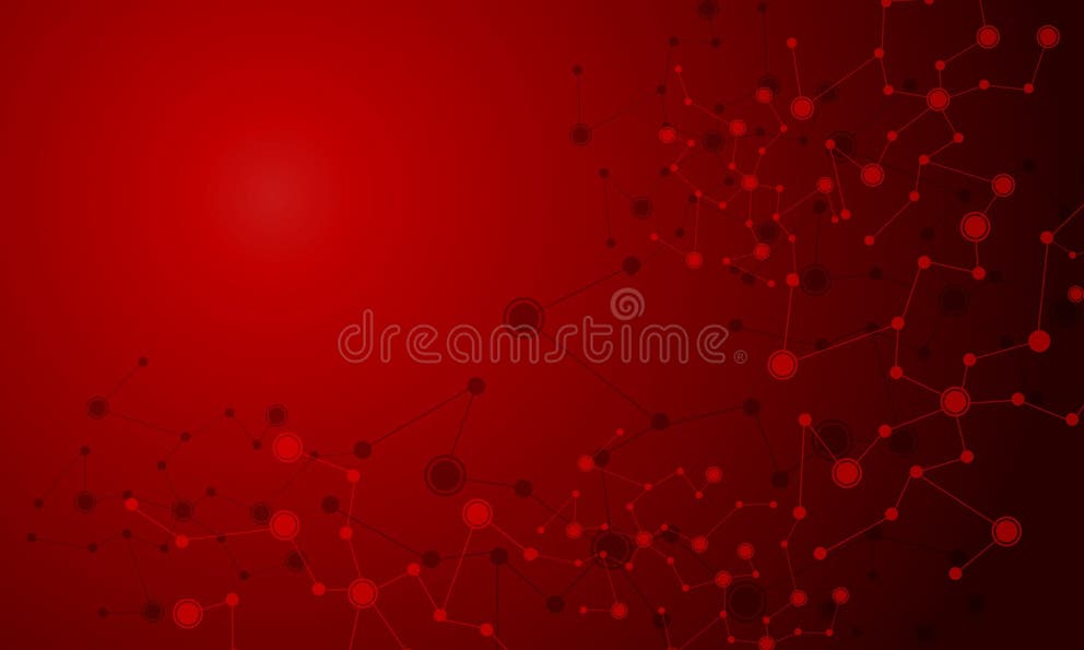 Abstract Red Connecting Dots and Lines Connection Science with Blank ...