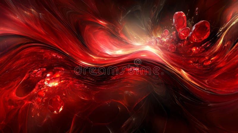 Abstract Red Cosmic Nebula with Swirling Energy Waves Stock ...
