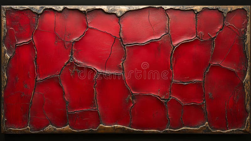 Abstract Red Cracked Texture with Metallic Frame Stock Illustration ...