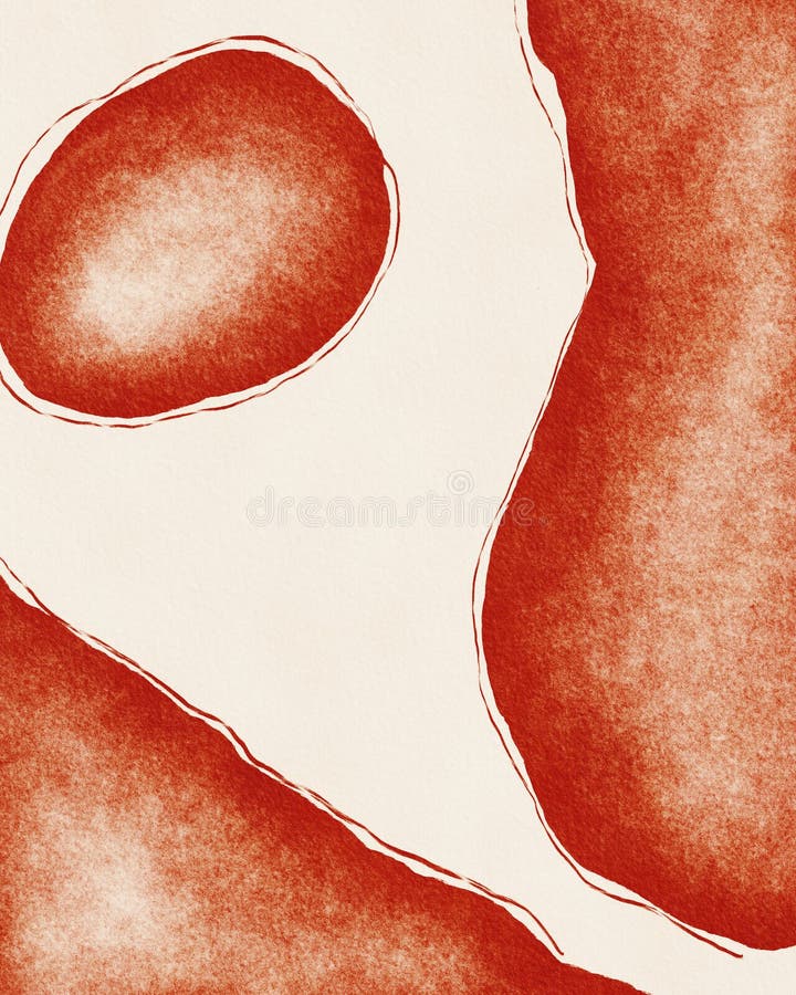 Abstract Red and Cream Artwork Featuring Organic Shapes and Textured ...