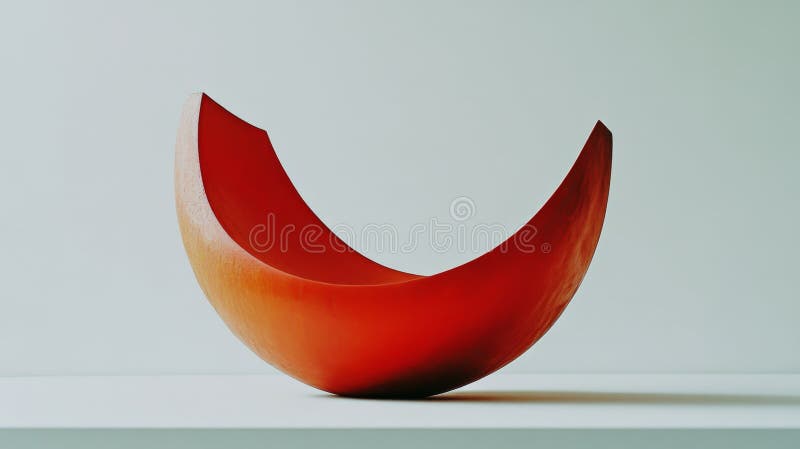 Abstract Red Crescent Sculpture on Neutral Background Stock Image ...