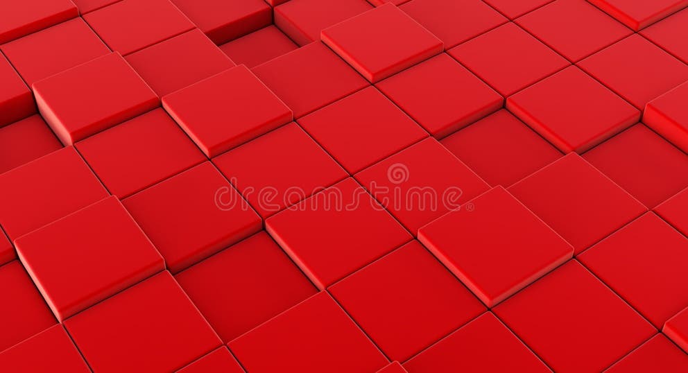 Abstract Red Cube Blocks Wall Background Stock Illustration ...