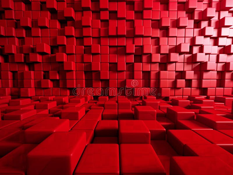 Abstract Red Cube Blocks Wall Background Stock Illustration ...