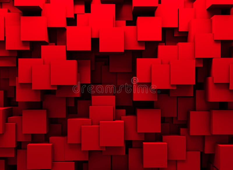Abstract Red Cube Blocks Wall Background Stock Illustration ...