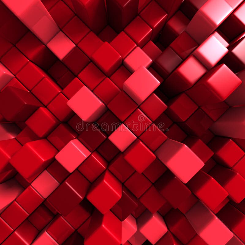 Abstract Red Cube Blocks Wall Background Stock Illustration ...