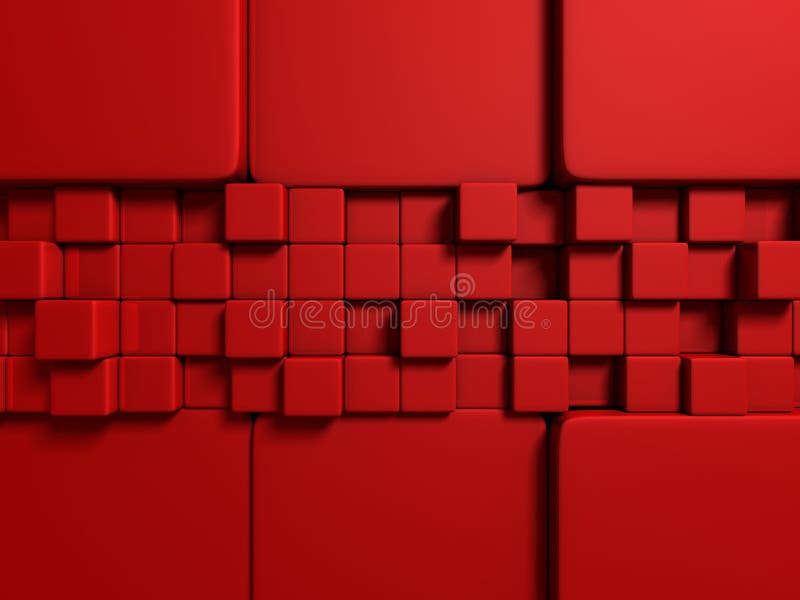 Abstract Red Cube Blocks Wall Background Stock Illustration ...
