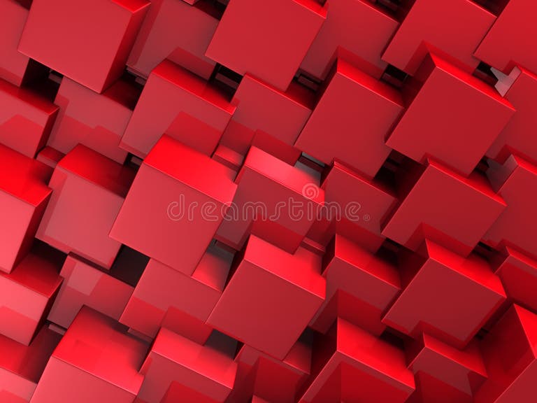 Abstract Red Cube Blocks Wall Background Stock Illustration ...