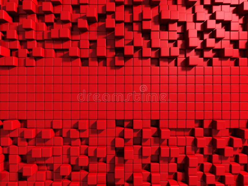 Abstract Red Cube Blocks Wall Background Stock Illustration ...