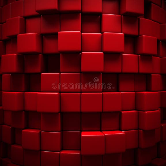 Abstract Red Cube Blocks Wall Background Stock Illustration ...