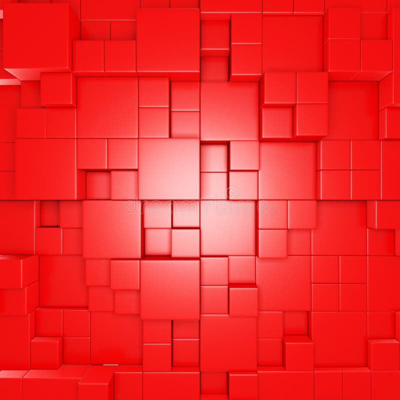 Abstract Red Cube Blocks Wall Background Stock Illustration ...