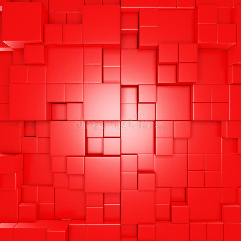 Abstract Red Cube Blocks Wall Background Stock Illustration ...