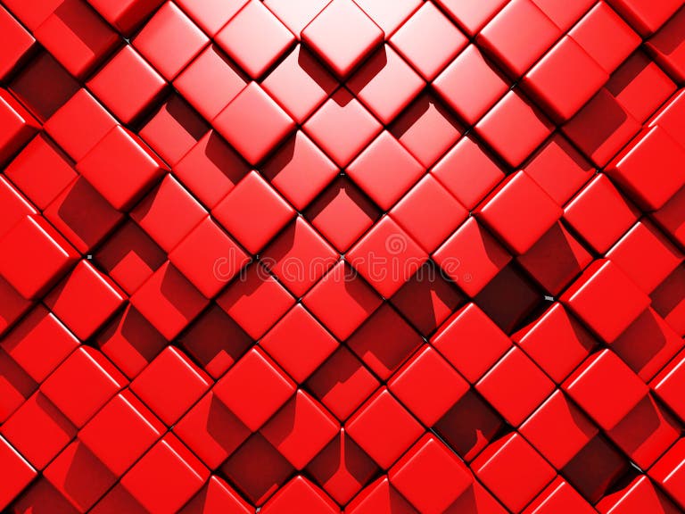 Abstract Red Cube Blocks Wall Background Stock Illustration ...