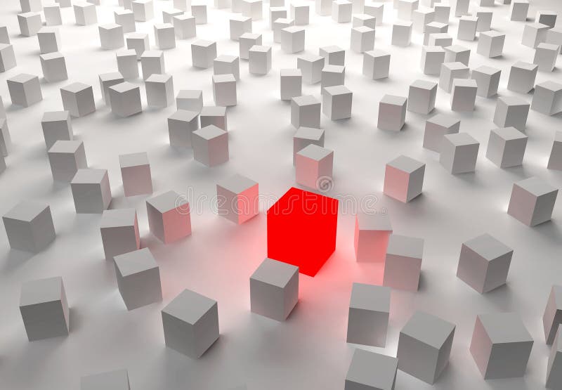 Abstract Red Cube on White Cubic Background 3D Rendering Stock ...
