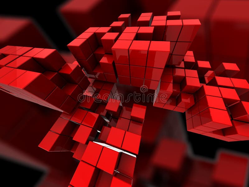 Abstract red cubes stock illustration. Illustration of blue - 23566852