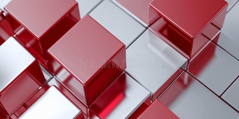 Abstract Red Cubes Background with Metallic Tiles for Presentation ...