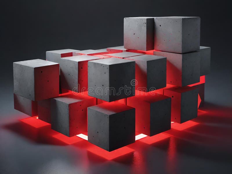 Abstract Red Cubes with a Black Background Stock Illustration ...