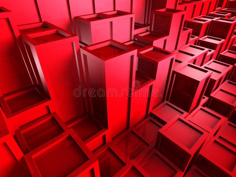 Abstract Red Cubes Blocks Wall Background Stock Illustration ...