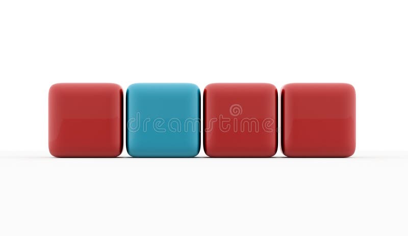Abstract Red Cubes One is Blue Background Stock Illustration ...