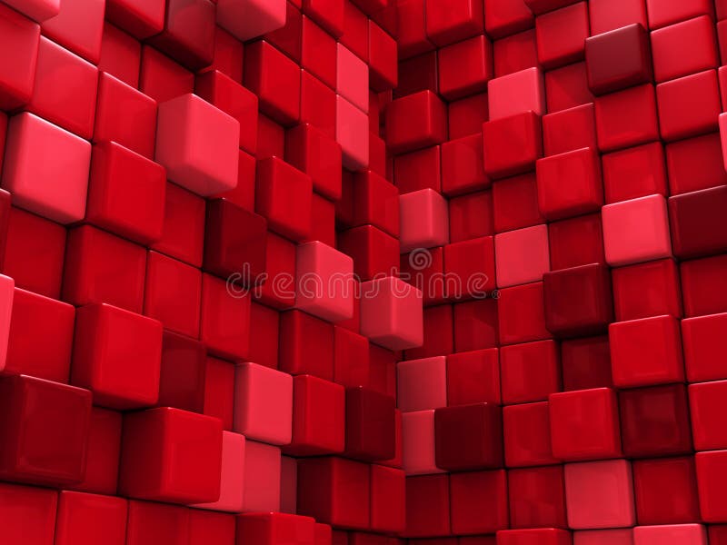 Abstract Red Cubes Wall Background Stock Illustration - Illustration of ...