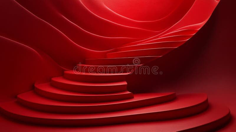 Abstract Red Curved Stairs Background Stock Illustration - Illustration ...